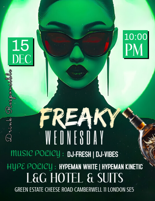 Green Freaky Friday Night/ Freaky Wednesday Party Flyer (us Letter ...