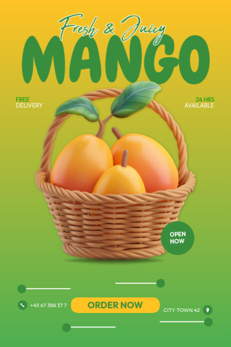 Green Fresh Mango Poster Poster Template | PosterMyWall