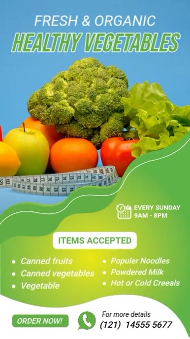 Green Fresh Vegetable Ad Template Instagram R | PosterMyWall