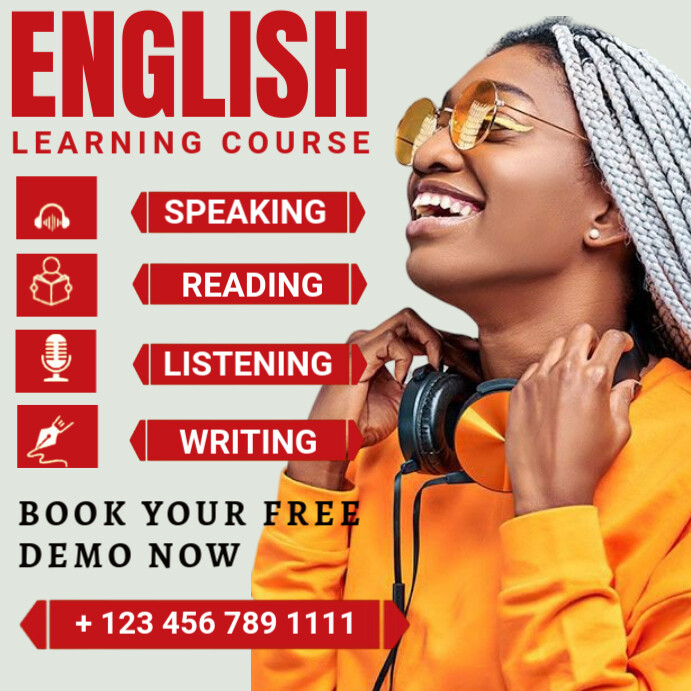 Green Futuristic English Learning Instagram Post Template | PosterMyWall