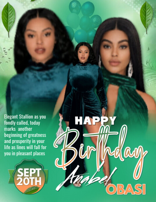Green Futuristic Happy Birthday Celebration Template Flyer (us Letter ...