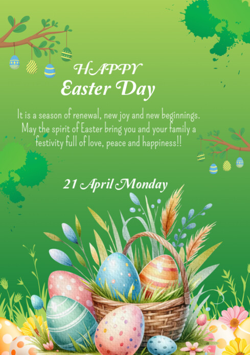 Copy of Green Futuristic Happy Easter A4 | PosterMyWall