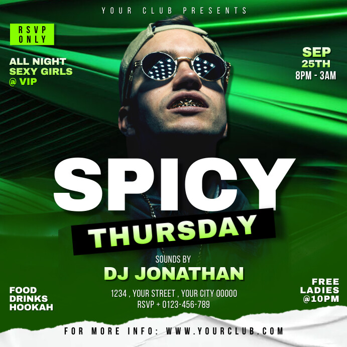 Modèle Green Futuristic Spicy Thursday Party Instagr | PosterMyWall