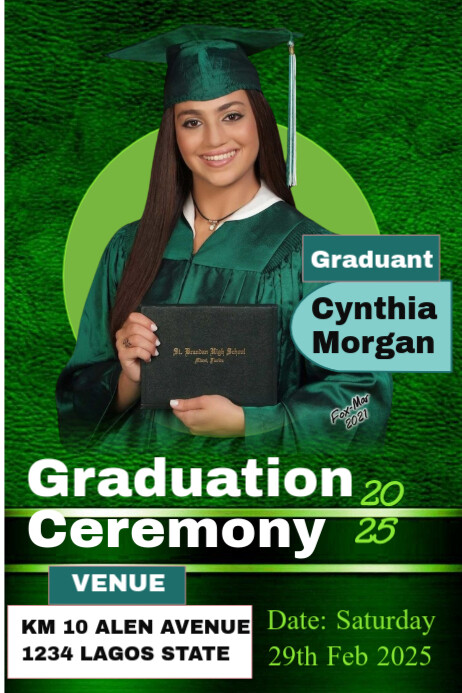 Green Geometric Graduation Ceremony Poster Template | PosterMyWall