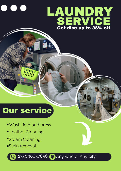 Green Geometric Laundry Service Flyer A4 Template | PosterMyWall