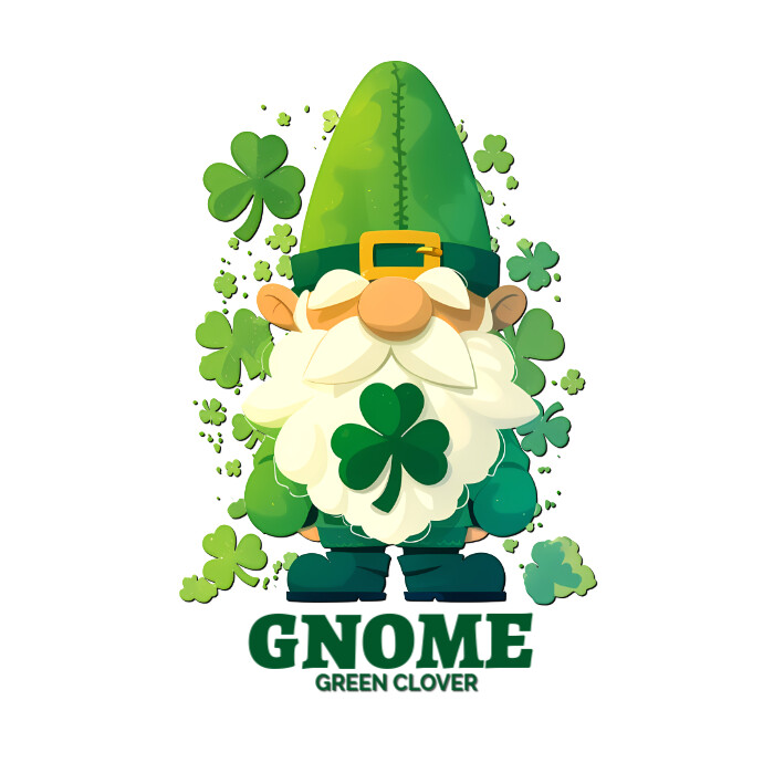 Green gnome with clover design Template | PosterMyWall