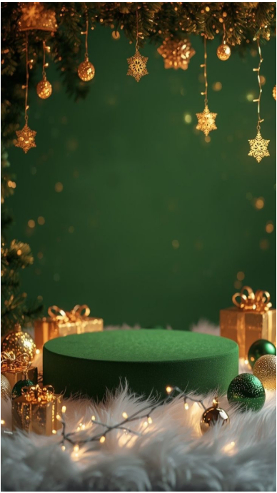 Green gold Christmas display stage Template | PosterMyWall
