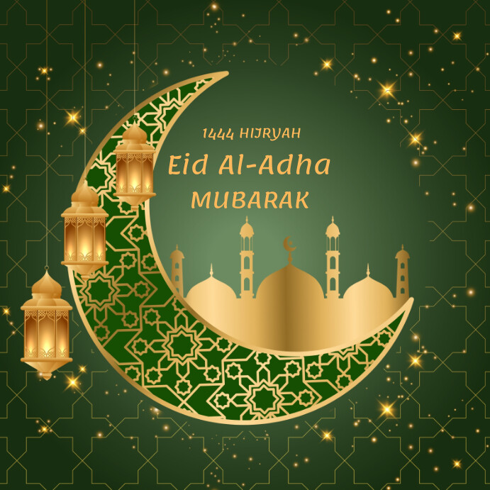 Green Gold Eid Al-adha Mubarak Pos Instagram Template | PosterMyWall