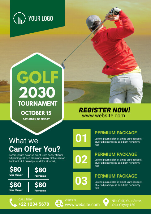 Green Golf Tournament Flyer Template | PosterMyWall