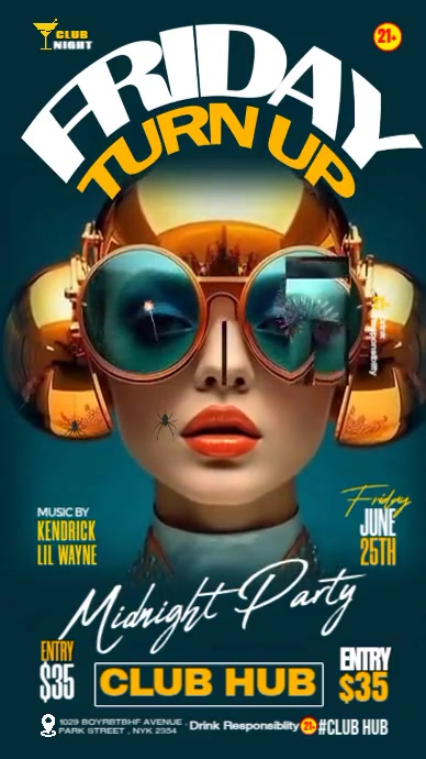 Green Gradient Bar Club Party Event Flyer Instagram Reel Template ...