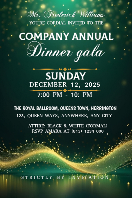 Plantilla de Green Gradient Corporate Gala Invitation Poster | PosterMyWall