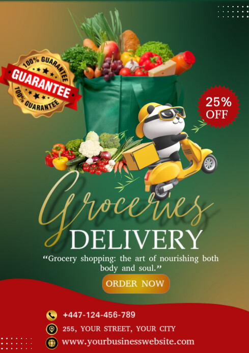 Plantilla de Green Gradient Groceries Delivery Flyer | PosterMyWall