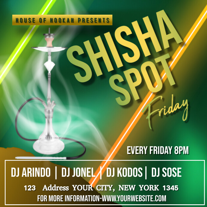Green Gradient Hookah Night Template Instagr | PosterMyWall