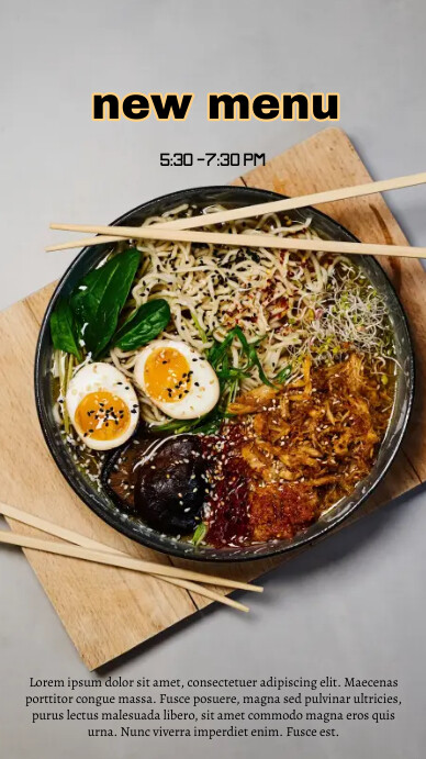 Green Gray Ramen New Menu Food Instagram Stor Template | PosterMyWall