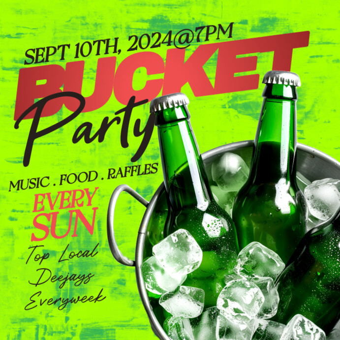 Green Grunge Bucket Night Instagram Post Template | PosterMyWall