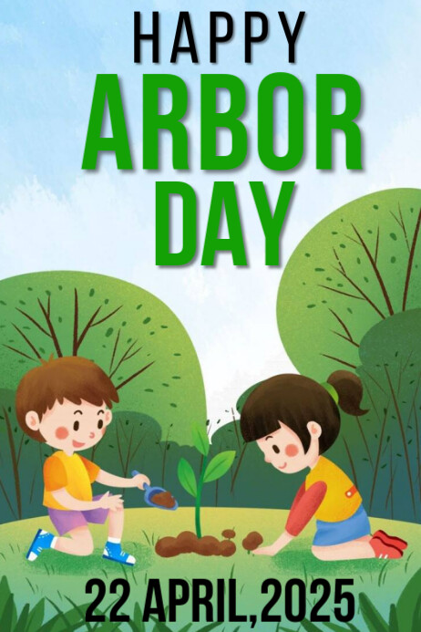 Green Happy Arbor Day Poster Template | PosterMyWall