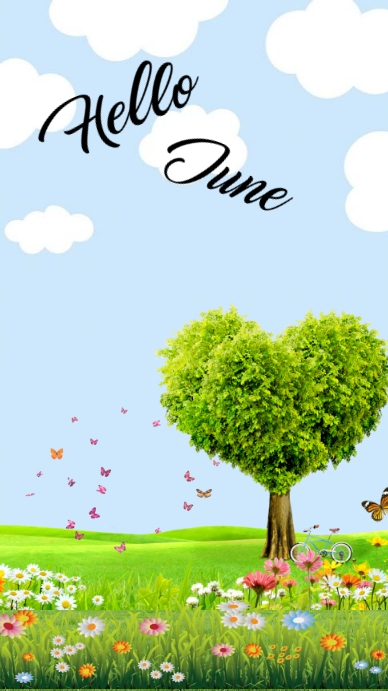 green heart tree hello june Template | PosterMyWall