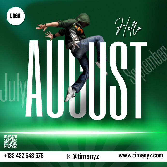 Green Hello August Template Instagram Post | PosterMyWall