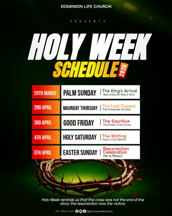 Green Holy Week Schedule Flyer Instagram Portrait Template | PosterMyWall