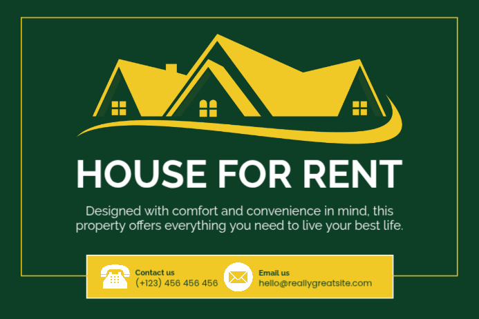Green House for Rent Poster Template | PosterMyWall