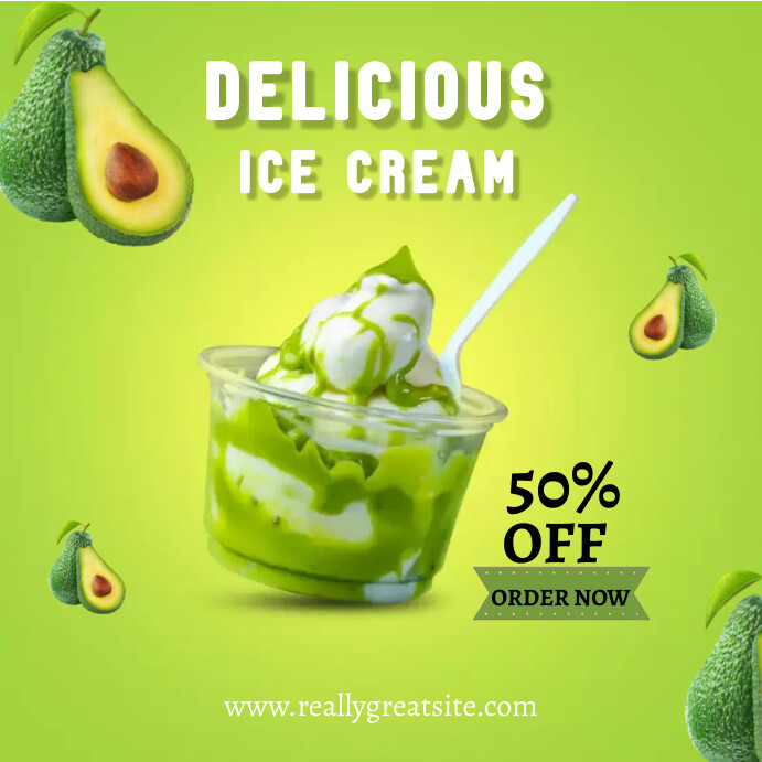 Green Ice Cream Advertisement Instagram Post Template | PosterMyWall