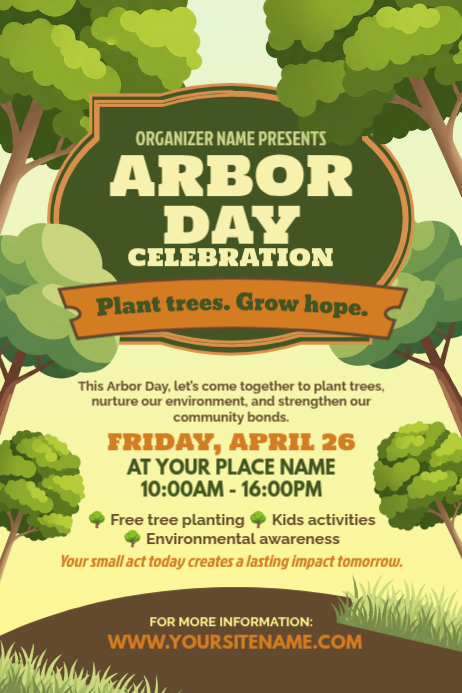 Green Illustrative Arbor Day Celebration Poster Template | PosterMyWall
