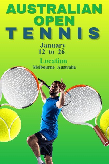 Copy of Green Illustrative Australian Open Tennis Poster | PosterMyWall