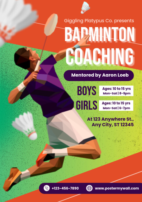 Copy of Green Illustrative Badminton Coaching A4 | PosterMyWall