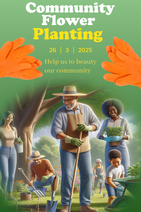 Copy of Green Illustrative Community Flower Planting Poster | PosterMyWall