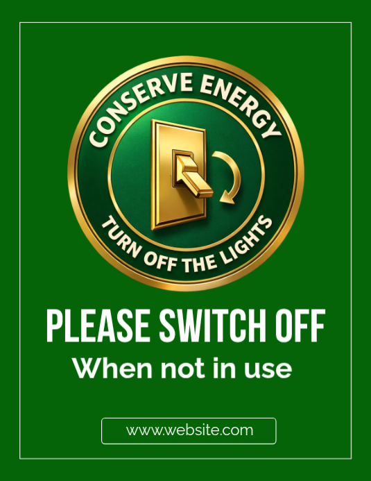 Green Illustrative Conserve Energy – Turn Off The Lights Safety Notice ...