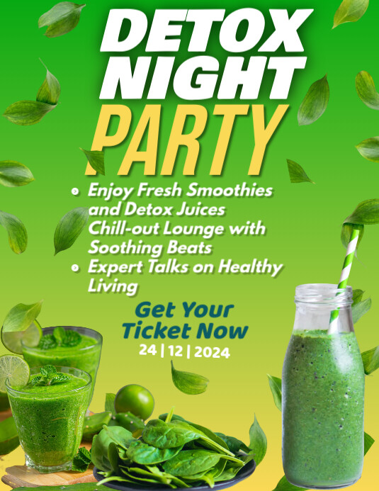 Copy of Green Illustrative Detox Night Party Flyer (us Letter ...