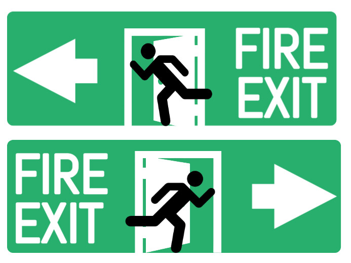 Green Illustrative Fire Exit Sign Yard Sign Template | PosterMyWall