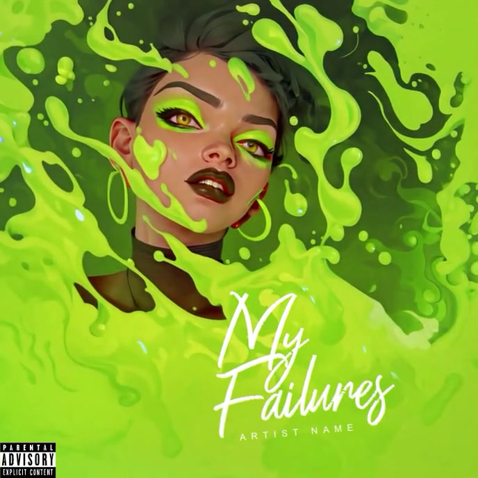 Green Illustrative Green Slime Girl Kpop Musi Template | PosterMyWall