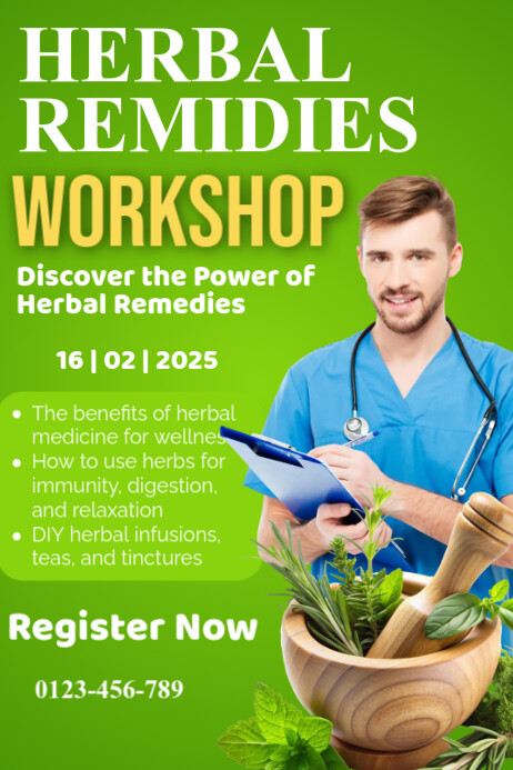 Copy of Green Illustrative Herbal Remidies Workshop Poster | PosterMyWall