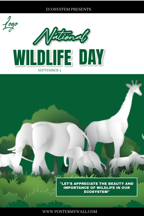 Green Illustrative National Wildlife Day Post Template | PosterMyWall