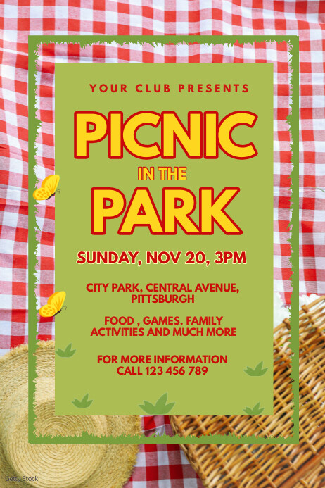 Green Illustrative Picnic In The Park Poster Template | PosterMyWall