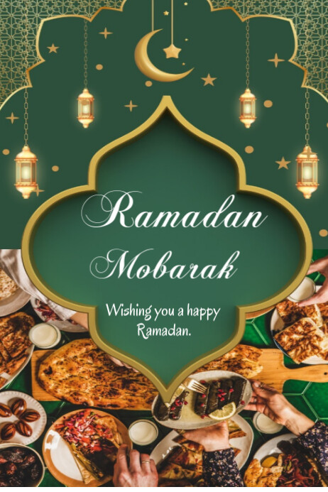 Modèle Green Illustrative Ramadan Mobarak Poster | PosterMyWall