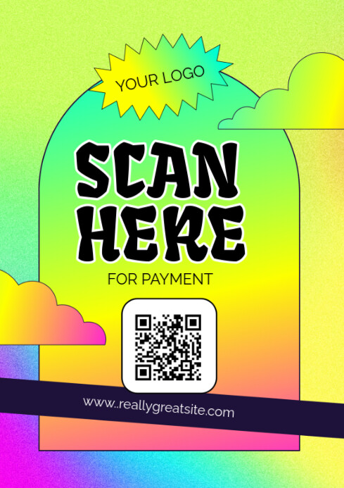 สำเนา Green Illustrative Scan Here For Payment A4 | PosterMyWall