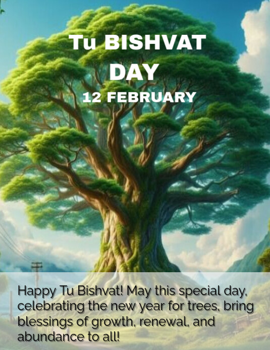 Green Illustrative Tu Bishvat Celebration Template Flyer (us Letter ...