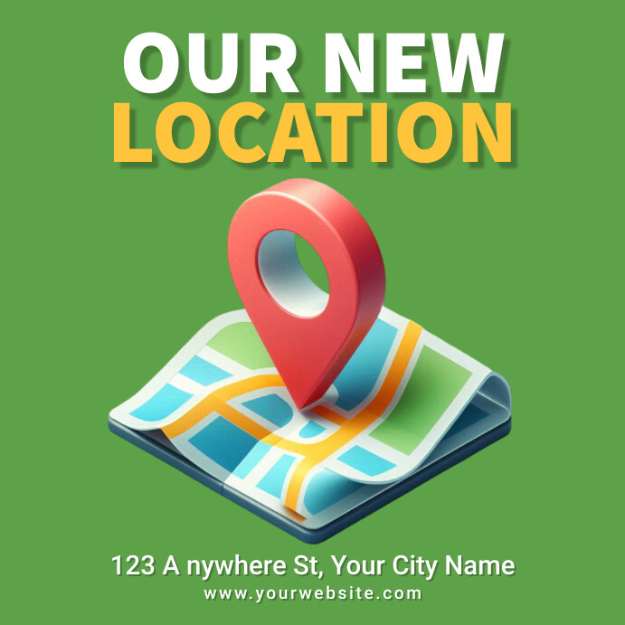 Green Illustrative We Have Moved To A New Loc Template | PosterMyWall