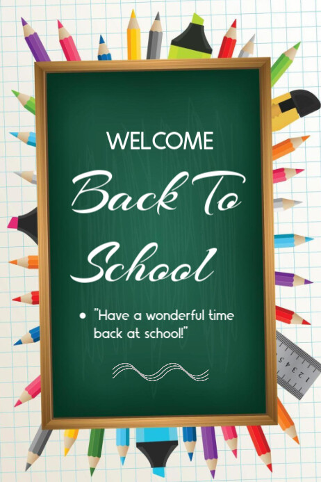 Green Illustrative Welcome Back To School Poster Template | PosterMyWall