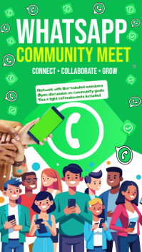 Green Illustrative Whatsapp Community Whatsapp Status Template ...