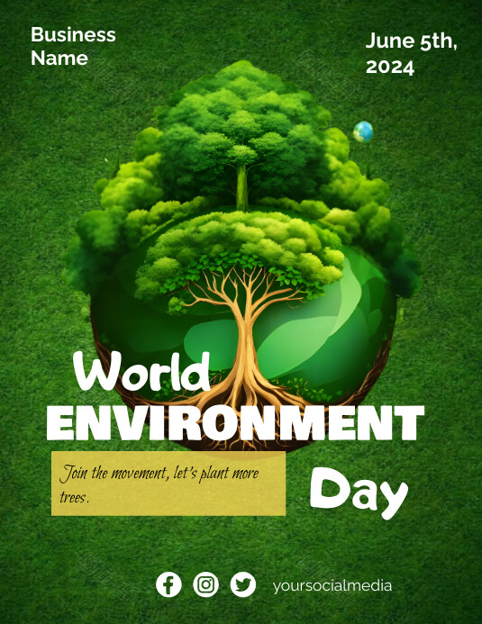 Green Illustrative World Environment Day Even Template | PosterMyWall