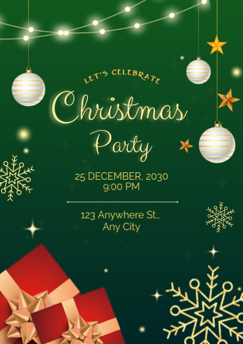 Green Ilustratif Christmas Party A4 Template | PosterMyWall