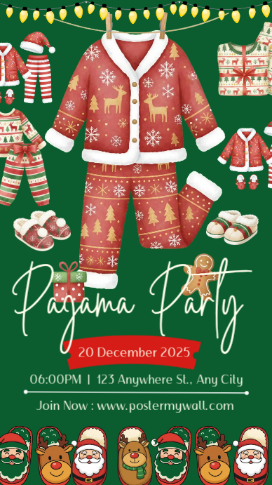 Green Ilustratif Pajama Party Instagram Story Template | PosterMyWall