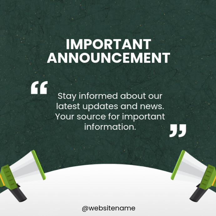 Green Important Announcement Instagram Post Template | PosterMyWall