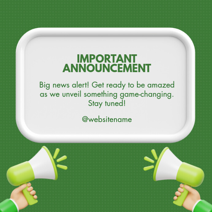 Green Important Announcement Instagram Post Template | PosterMyWall