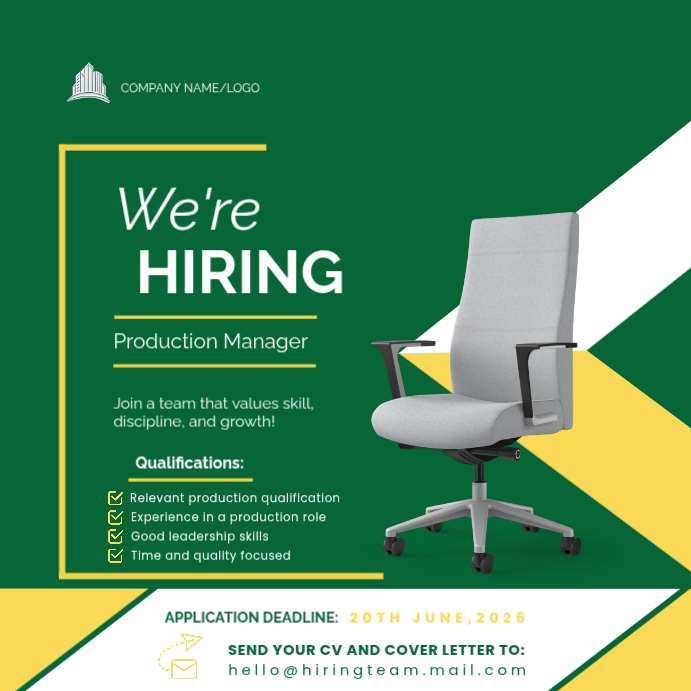 Green Job Recruitment Instagram Post Template | PosterMyWall