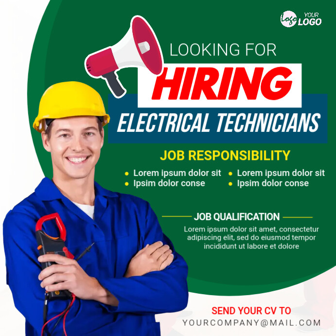 Green Jobs Electrical Technician Instagram Po Template | PosterMyWall