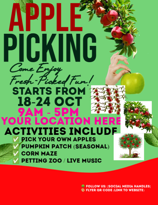 Copy of Green Joyful Apple Picking Poster Flyer (us Letter) | PosterMyWall